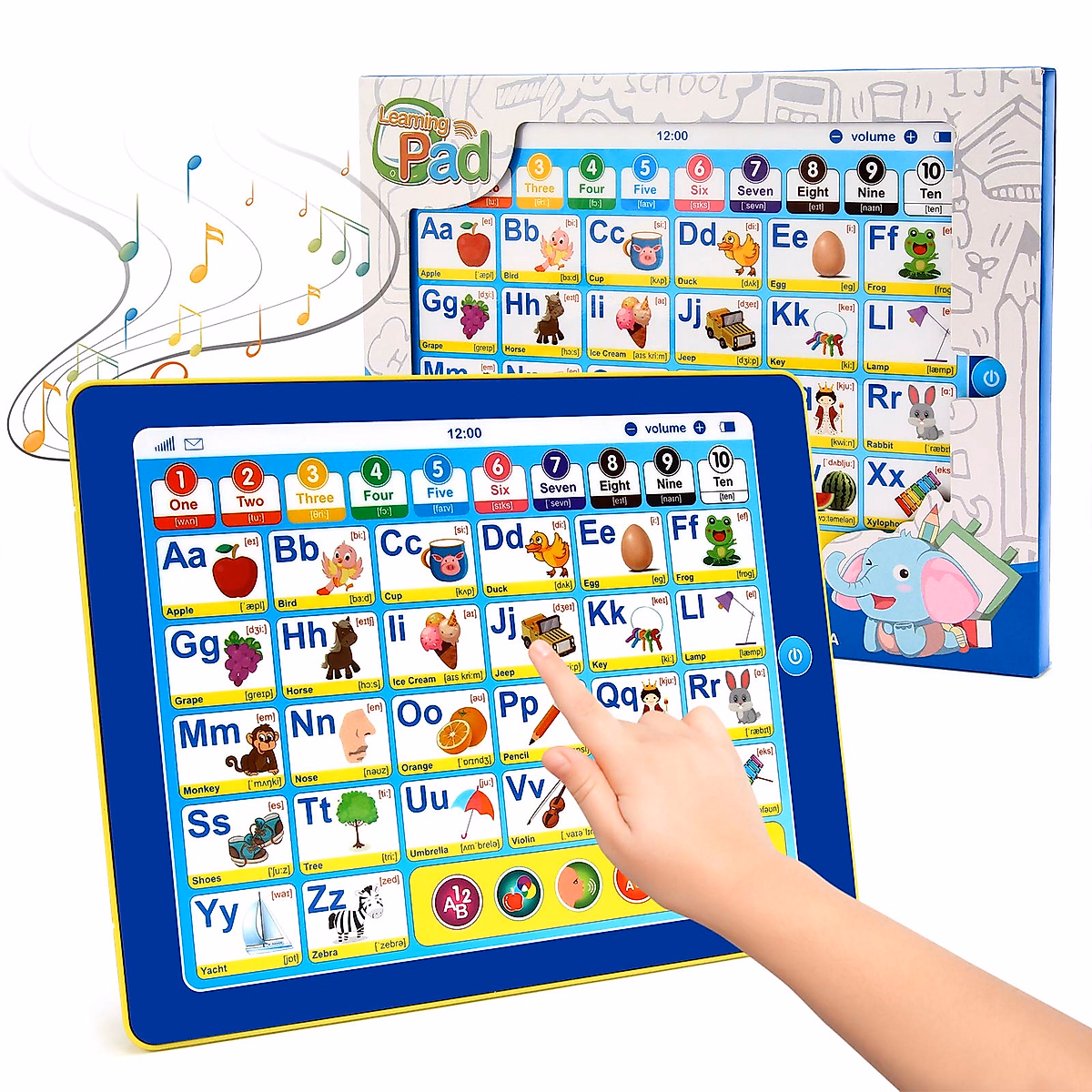 6-in-1 Kids Tablet with ABC/Words/Numbers/Color/Games/Music - Interactive Educational Electronic Toys Makes Learning Fun, Toddler Learning Toys Gifts for Age 3 4 5 Year Old Boys Girls&Preschool