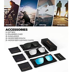 KALIYADI Polarized Sunglasses for Men and Women, Mens Sunglasses Polarized with UV Protection for Driving Fishing Golf (3 Packs)