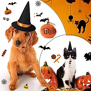 6 Pieces Halloween Cat Witch Hat Puppy Halloween Cosplay Witch Hats with Adjustable Elastic Chin Strap for Pets Cats Small Dogs Cosplay Outfit Halloween Costume Party Decoration Accessories, 2 Styles