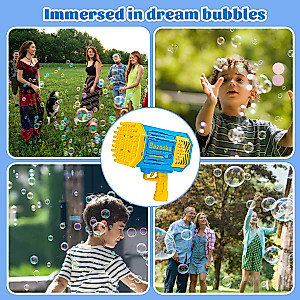 Big Rocket Boom Bubble Blower - 69 Holes Bubbles Rocket Launcher Gun Machine with Colorful Lights for Adults Kids, Giant Foam Maker Guns Toys Wedding Outdoor Party Favors Gift