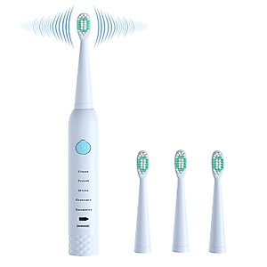 DHMXDC Sonic Electric Toothbrush for Kids and Adults, 5 Modes with 2 Min Build in Timer, Ultrasonic Toothbrush with 4 Brush Heads Charging Power Toothbrush