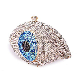 Flada Eye Shape Luxury Crystal Wedding Purses Women Handbags Clutch Evening Bag Silver