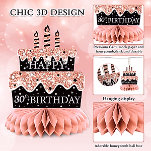 LITAUS, Rose Gold 30th Birthday Decorations Honeycomb Centerpieces for Table - Pack of 9 | 30 th Birthday Table Decorations for Women | 30th Birthday Party Supplies
