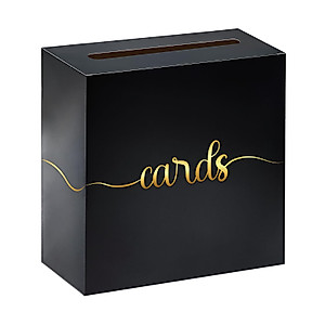 SietDESEO Black and Gold Card Box for Party Envelope Box Money Card Box Gift Card Box Holder for Wedding Reception Baby Shower Birthday Card Box