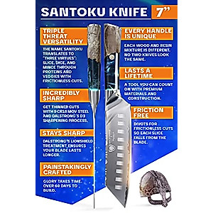 Dalstrong Santoku Knife - 7 inch - Valhalla Series - 9CR18MOV High Carbon Steel - Vegetable Knife - Celestial Resin & Wood Handle - w/Leather Sheath