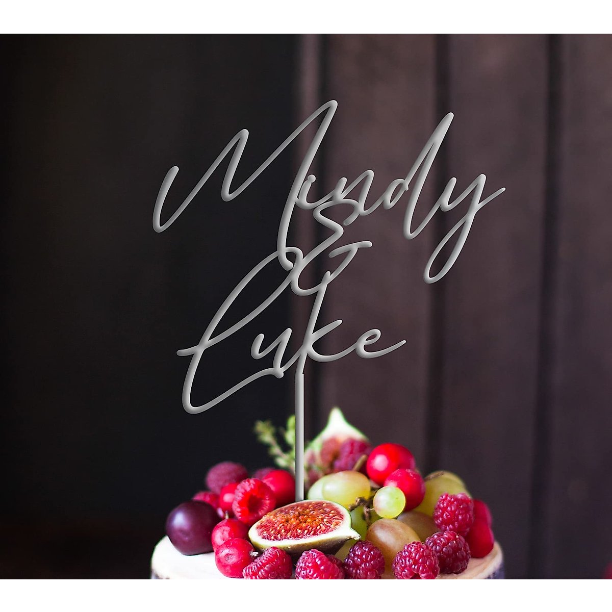 Personalized Rustic Mr&Mrs Cursive Cake topper, Custom Calligraphy wording Cake topper