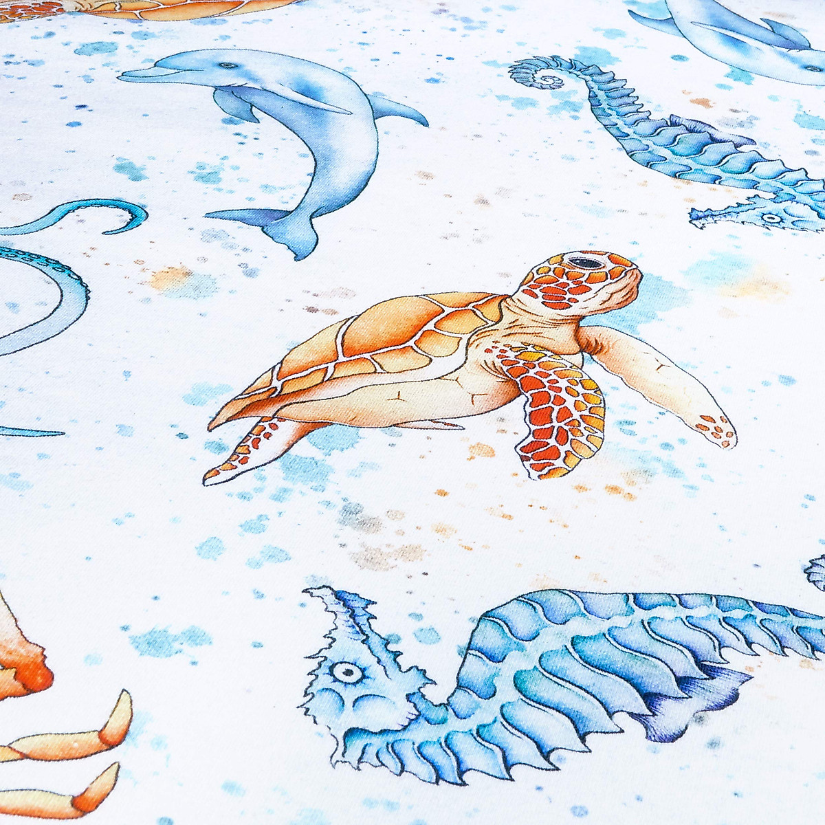 Nautical Design Crib Sheet | Soft Jersey Knit Cotton | Ocean Creature Decor