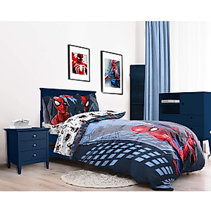 Jay Franco Marvel Spiderman Crawl 5 Piece Queen Bed Set - Includes Reversible Comforter & Sheet Set Bedding - Super Soft Fade Resistant Microfiber (Official Marvel Product)