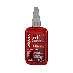Loctite 271 Threadlocker for Automotive: High-Strength, High-Temp, Fluorescent, Anaerobic, Heavy-Duty Applications, Works on All Metals | Red, 36 ml Bottle (PN: 37479-492142)