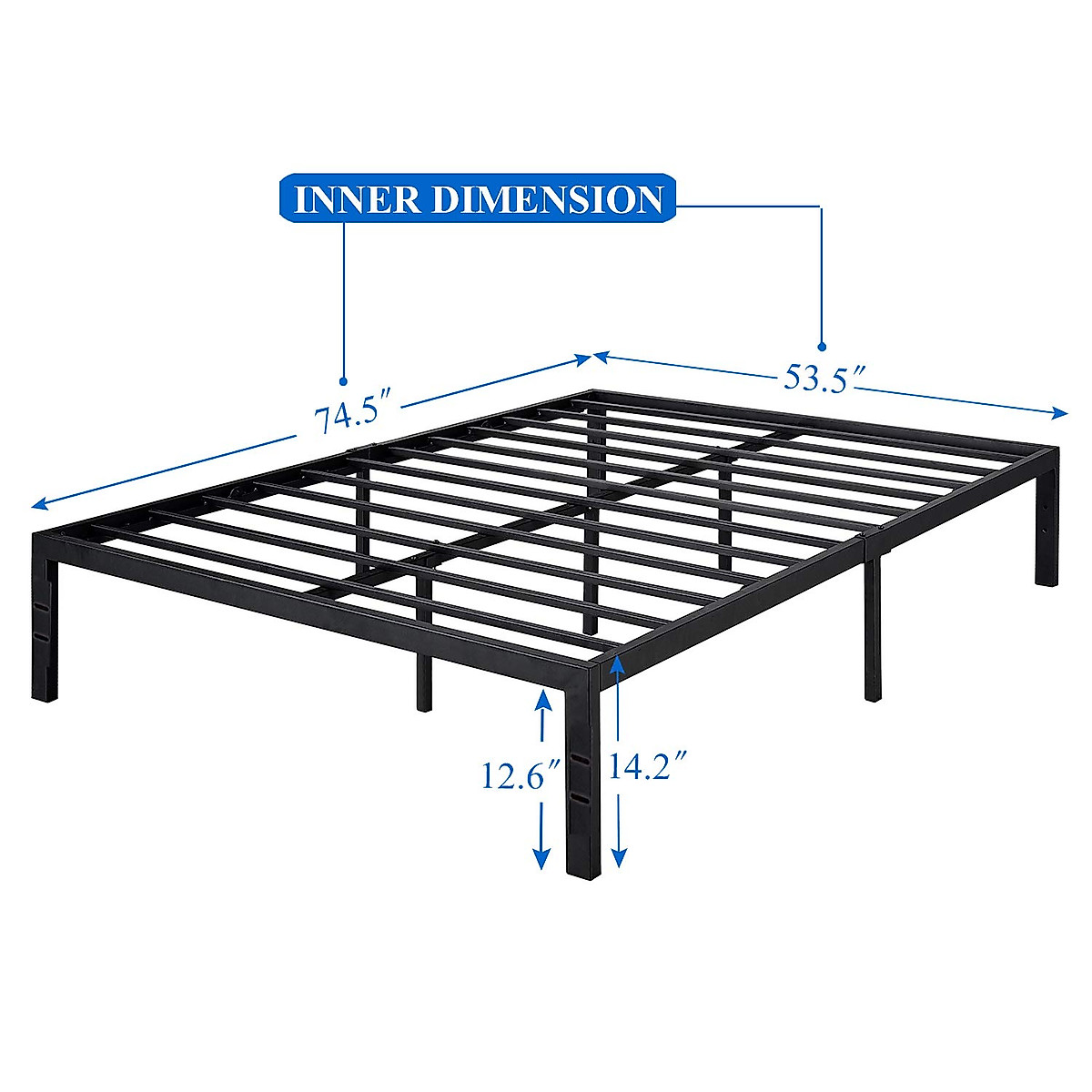 VECELO 14 Inch Metal Platform Bed Frame,Heavy Duty Steel Slat/Noise Free&No Box Spring Needed/Easy Assembly Mattress Foundation, Full Size