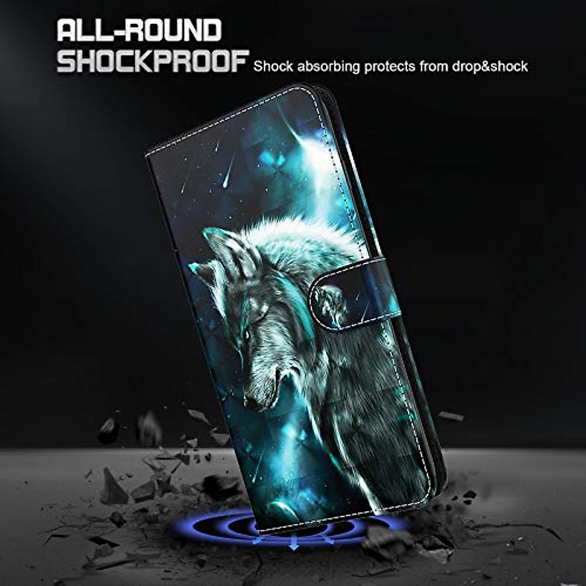 ALILANG Phone Case for Oppo Find X5 Pro Case, Premium Flip Magnetic Closure Stand Function Card Holder PU Leather Cover for Oppo Find X5 Pro Wallet Case-Wolf