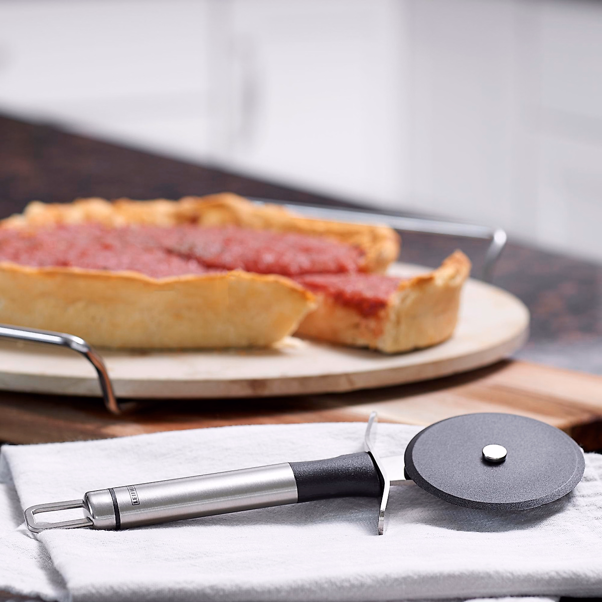 Household Essentials Leifheit ProLine Pizza Cutter, Black and Silver