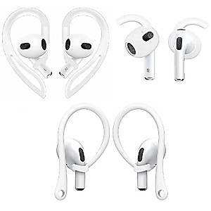 3 Pairs 3 Style Ear Hooks Compatible with AirPods 3 Accessories Compatible with AirPods 3 Earhooks Ear Hook,White/Clear A3