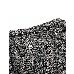 CRZ YOGA Women's Seamless Athletic Long Sleeves Sports Running Shirt Breathable Gym Workout Top Black/White-Slim Fit Large