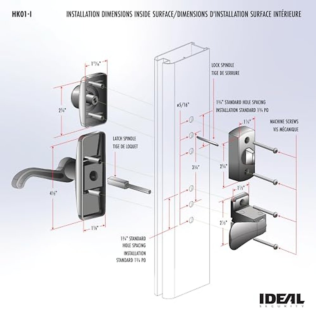 Ideal Security Handle Set with Latch and Keyed Deadbolt, Screen Door Handle, Storm Door Handle, Black