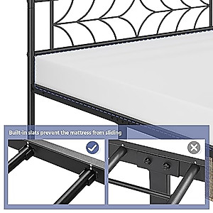 Topeakmart Queen Bed Frames Metal Platform Bed with Sparkling Star-Inspired Design Headboard and Footboard/13 Inch Underbed Storage/No Box Spring Needed/Sturdy Slat Support, Black Queen Bed