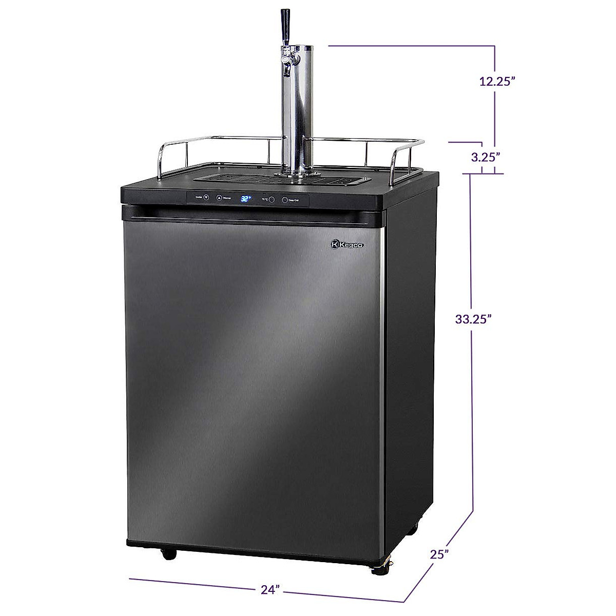 Kegco K309X-1 Keg Dispenser, 1 Faucet, Black Stainless Steel