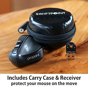 Swiftpoint ProPoint Wireless Ergonomic Mouse, Powerpoint Presentation Clicker & Laser Pointer, Bluetooth Rechargeable for Laptops & iPads, Portable Mini Travel Design (Black)