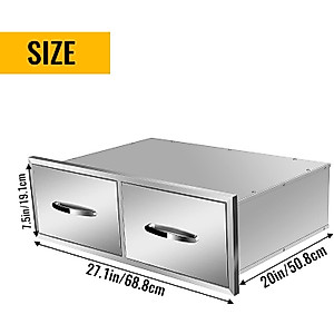 RAILEN Outdoor Kitchen Single Drawers 30" W x 10" H x 20" D Built-in BBQ Drawer Stainless Steel Access Drawers for Outdoor Kitchen Island or Grill Station