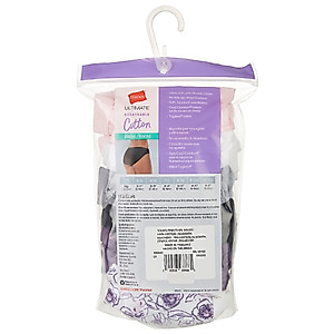 Hanes Ultimate womens 6-pack Breathable Cotton Panty Bikini Style Underwear, Sugar Flower Pink, White, Concrete Pe Heather, Black, Purple Vista Heather, Purple Vista Floral Prin, 6 US