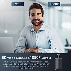 NexiGo Meeting 360 (Gen 2), 8K Captured AI-Powered Framing & Speaker Tracking, Plug & Play, 1080p HD 360-Degree Smart Video Conference Camera, 8 Noise-Cancelling Microphones