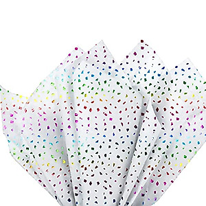 25 Sheets Rainbow Glitter Tissue Paper, 20"*28" Rainbow Sparkle on White Wrapping Paper, Confetti Tissue Paper for Birthdays, Baby Showers, Unicorn Party, Weddings, Christmas Gift Wrapping