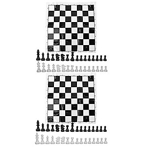 Portable Chess Plastic International Chessboard Set Medieval Entertainment Chess Game Set Black & White Chessboard for Party Activities(White)