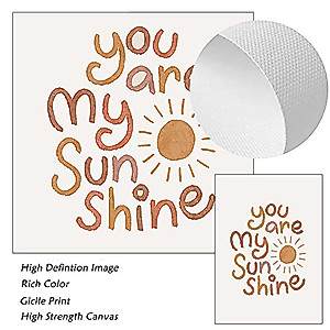 PUYIQARE You Are My Sunshine Canvas Wall Art Nursery Art Print Heart Nursery Wall Art Boho Wall Art Prints for Girls Room Decor Boho Sunshine Nursery Decorfor Baby Kids Room Decor Unframed