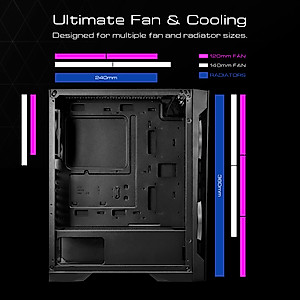 GAMDIAS Apollo E2 Elite Gaming Case Mid Tower ATX 2 x 200mm ARGB Fan Trapezoidal Tempered Glass Panel with Tool Free Installation Tempered Glass Window (Apollo E2 Elite) Black