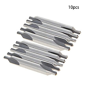 Utoolmart 10 Pcs Center Drill Countersink Lathe Bit Mill Tool, Combined Drills Plain Type Imperial, 1/4-inch Combined Countersinks Drills Set Tool, HSS-6542 Countersinks