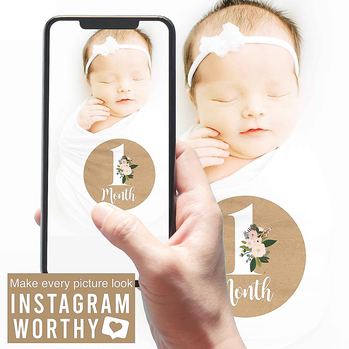 16 Monthly Baby Milestone Stickers Girl - Rustic Baby Monthly Milestone Stickers for Baby Girl, Milestone Baby Monthly Stickers, Baby Month Stickers for Baby Photo Props, Monthly Baby Stickers Girl