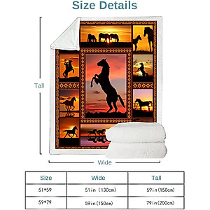 Horse Blanket Animal Print Throw Blanket Comfort Warmth Soft Cozy Blanket Fleece Blanket Couch Blanket Bed Throw TV Blanket Horse Lover (Throw - 50" x 60")