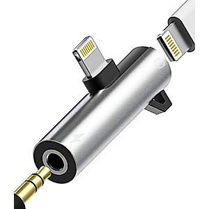 Headphone Adapter Lightning to 3.5mm AUX Audio Jack and Charger Extender Dongle Earphone Headset Splitter Compatible with iPhone 11 12 Mini pro max xs xr x se2 7 8 Plus for Ipad Air Y Cable Converter
