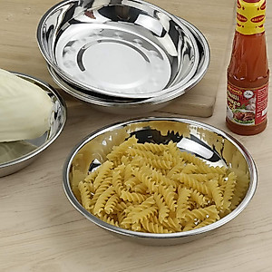 Nicesh 7.64 Inch Stainless Steel Round Plate, Dinner Plate Dish, Pack of 6