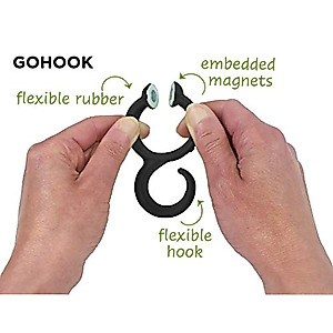 Fusionbrands GoHook All Purpose Household Hook, Portable Hook For Towels, Towel Holder, and Numerous Small Items in Kitchen, Bathrooms, Closets and on the go, S hook, Black