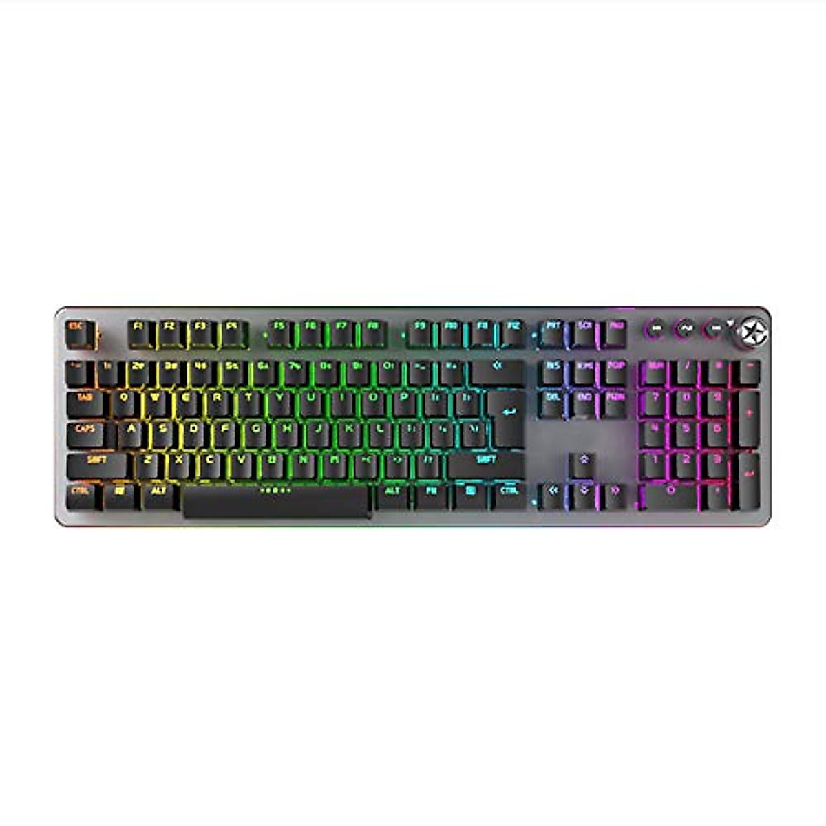 NBSXR -Manipulator keyboard with full keys without punching, metal panel, high-low key layout, 104-key dustproof USB interface, rainbow gaming keyboard,Green