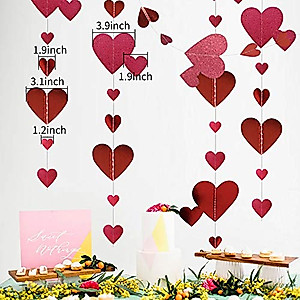 BEISHIDA 66 Ft Red Love Heart Garland Hanging Double Sided Glitter Metallic Paper Streamer Banner for Valentine's Day Decoration Anniversary Bachelorette Engagement Wedding Bridal Party 5 Packs