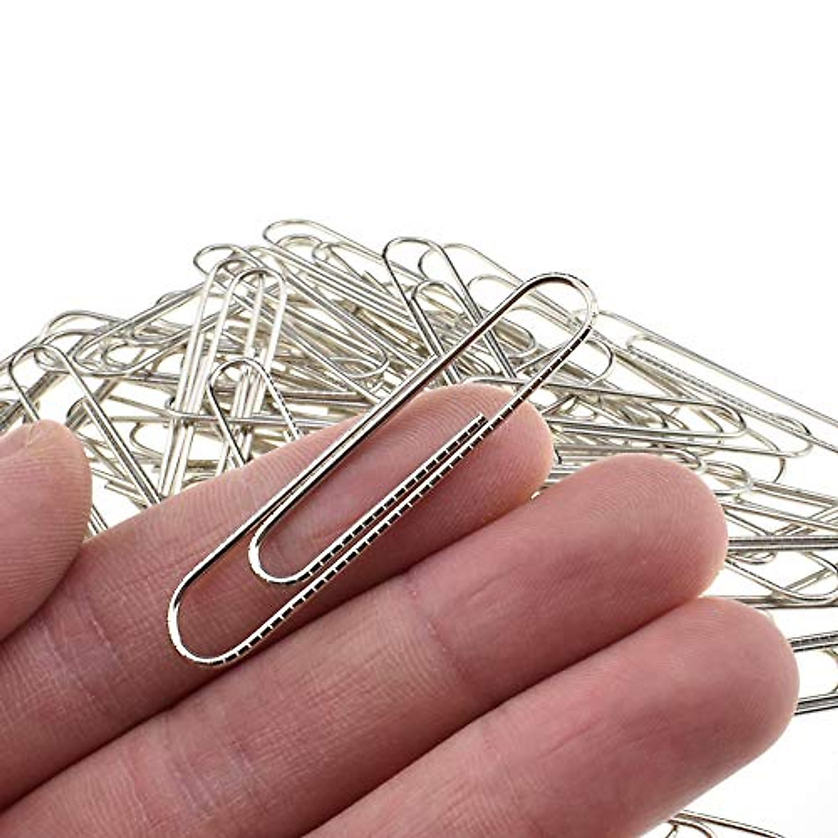 LQJ Pro Paperclips Nonskid Large Sturdy 2” Length Paper Clips with Ridges Non Skid Heavy Duty Tight Grip Thick Rust Proof Reusable Metal Bright Silver for Home Office School 100 Pack