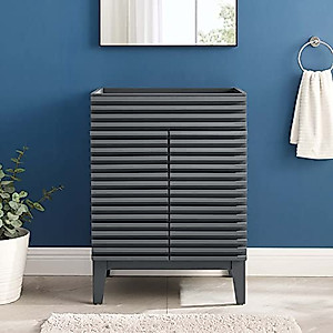 Modway Render Modern Style Wood Bathroom Vanity Cabinet in Gray