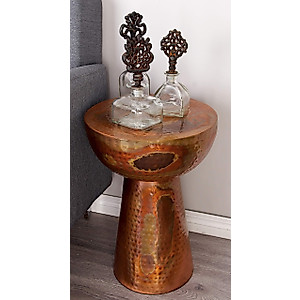 Deco 79 Metal End Accent, Side Table 14" x 14" x 20", Copper