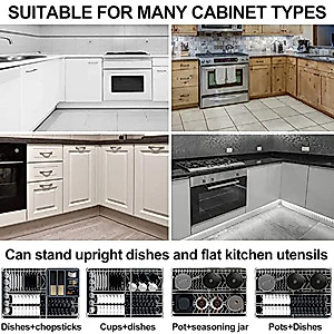 2 Tier Pull Out Cabinet Organizers Storage Stainless Steel Heavy Duty Double Tier Wire Basket Slide Out Shelf Storage for Under Cabinet, Pantry, Metal Sliding Drawer Shelve for Cans, Jars, Bowl (Black