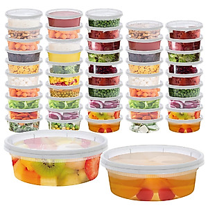 Deli Containers with Lids – Non-BPA Plastic Containers – 60pcs Plastic Storage Containers for Food Storage – Thick and Durable Storage Containers – Airtight Meal Prep Container (Clear 8oz)