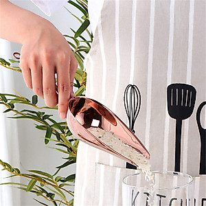 Mingcheng Stainless Steel Ice Scoop and Ice Tongs Small, Round Bottom Bar Ice Utility Scoop, 6 Inches Serving Tongs with Teeth for Large Cubes, Freezer, Ice Bucket Copper, Set of 3 (Rose Gold)