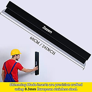Zozen Drywall Skimming Blade 24in/60cm, All Body made of Aluminum Alloy, Blade made of European Stainless Steel, Smoothing Knife/Wipe Down Knife/Drywall Knife, Acting on Gyprock/WallBoard/Plasterboard