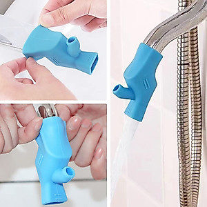 Alvinlite Faucet Extender, Silicone Sink Spout Extender Children Water Spout Cover Hand Washing Handle Extender Hand Wash Helper for Bathroom Kitchen(Blue)
