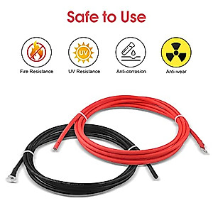 PAEKQ 10 Gauge Tray Cables Solar 10AWG(6mm²) Power Inverter Battery Cables PV Tinned Copper Electrical Wire with O-Type Terminal for Solar Panel Marine Boat RV Automotive Harness Wiring(10FT)