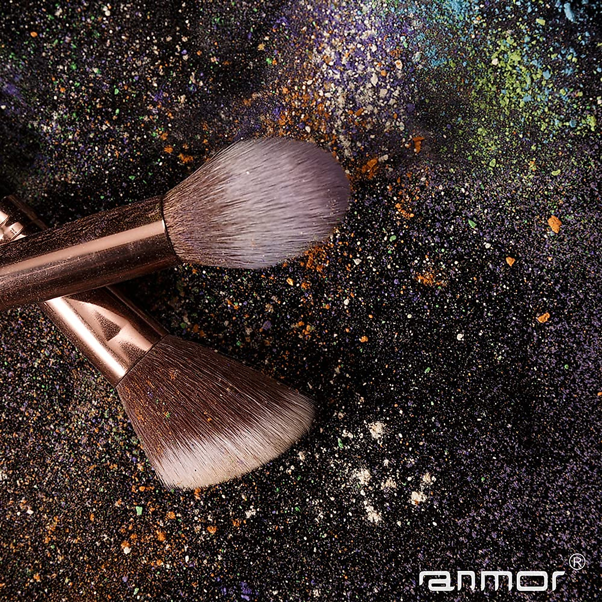 Anmor Contour and Highlighter Brush Set, Premium 2PCs Blush Bronzer Face Makeup Brush Kit, Perfect for Cheek Nose Blending Contouring