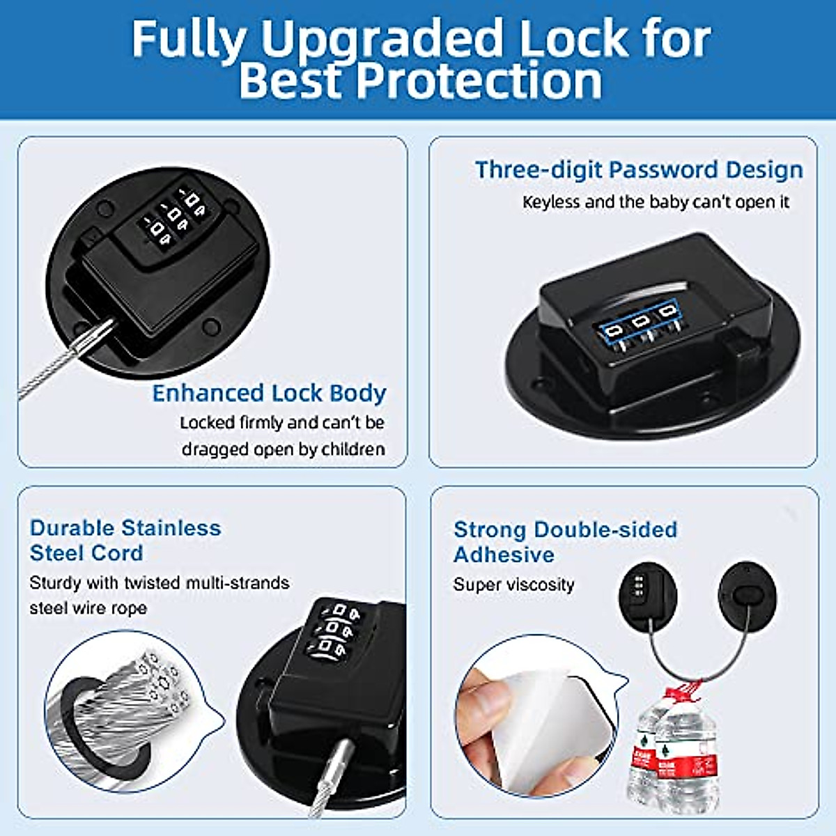 Fridge Lock AOSITE 1 Pcs Refrigerator Lock Combination Black Combo Fridge Locks for Adults Refrigerator Lock for Children Adhesive Freezer Door Lock Child Safe Refrigerator Lock for Kids