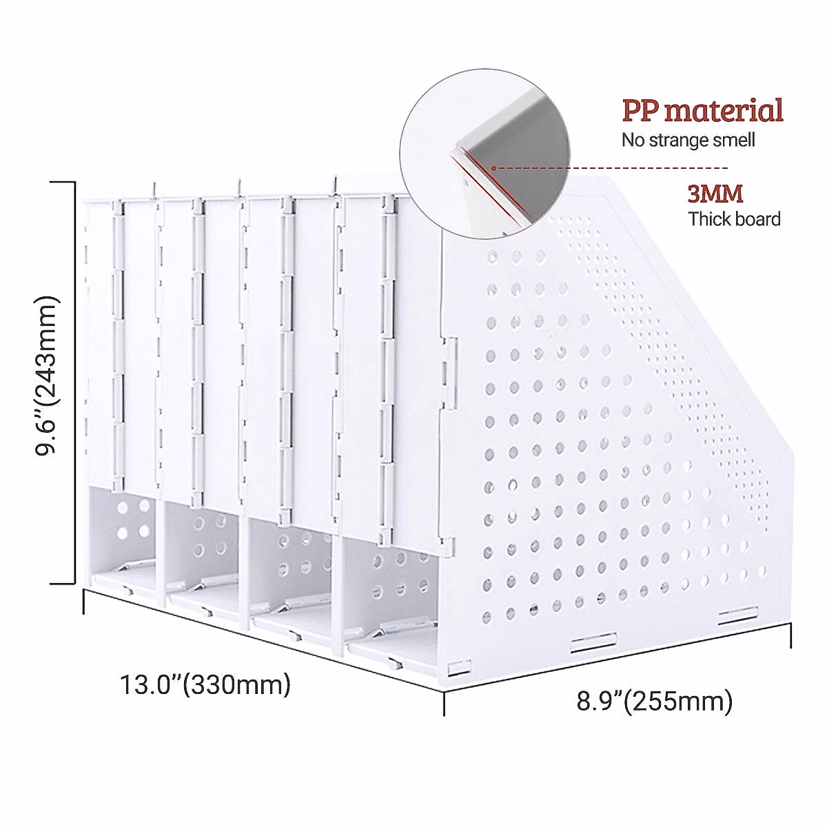 Lemical Freely Expanding 4 Vertical Compartment Collapsible Magazine File Holder Space Saving Rack Home Kitchen Desk Organizer No Need Assemble Gray