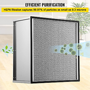 VEVOR Filter Replacement, 24'' x 24'' x 11.5'' AC Filter, HEPA Pleated Air Filter, Air Filter Replacement with Galvanized Frame, 99.97% Standard Filter Compatible for HEPA Filter Novair 2000